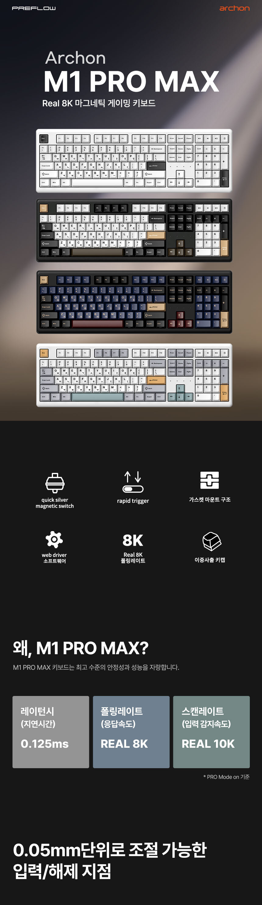 프리플로우 archon M1 PRO MAX 리얼 8K 마그네틱 키보드, 이클립스 퀵실버 : 프리플로우